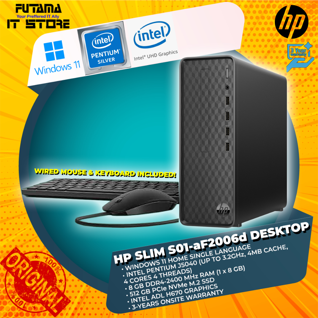 HP Slim Desktop S01-aF2006d - Intel Pentium Silver J5040, 8GB RAM ...