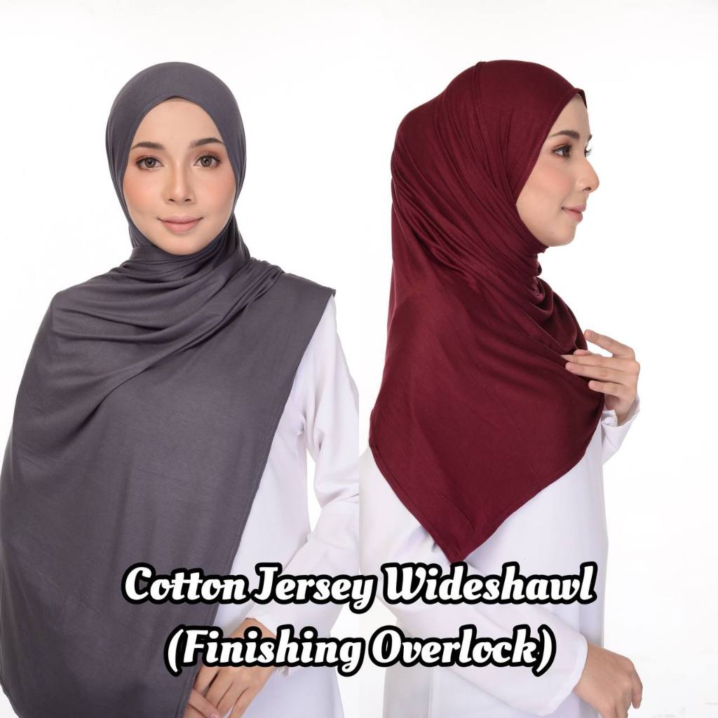 Shawl Malas Cotton Jersey Wideshawl (Overlock) Square Tudung Hijab ...