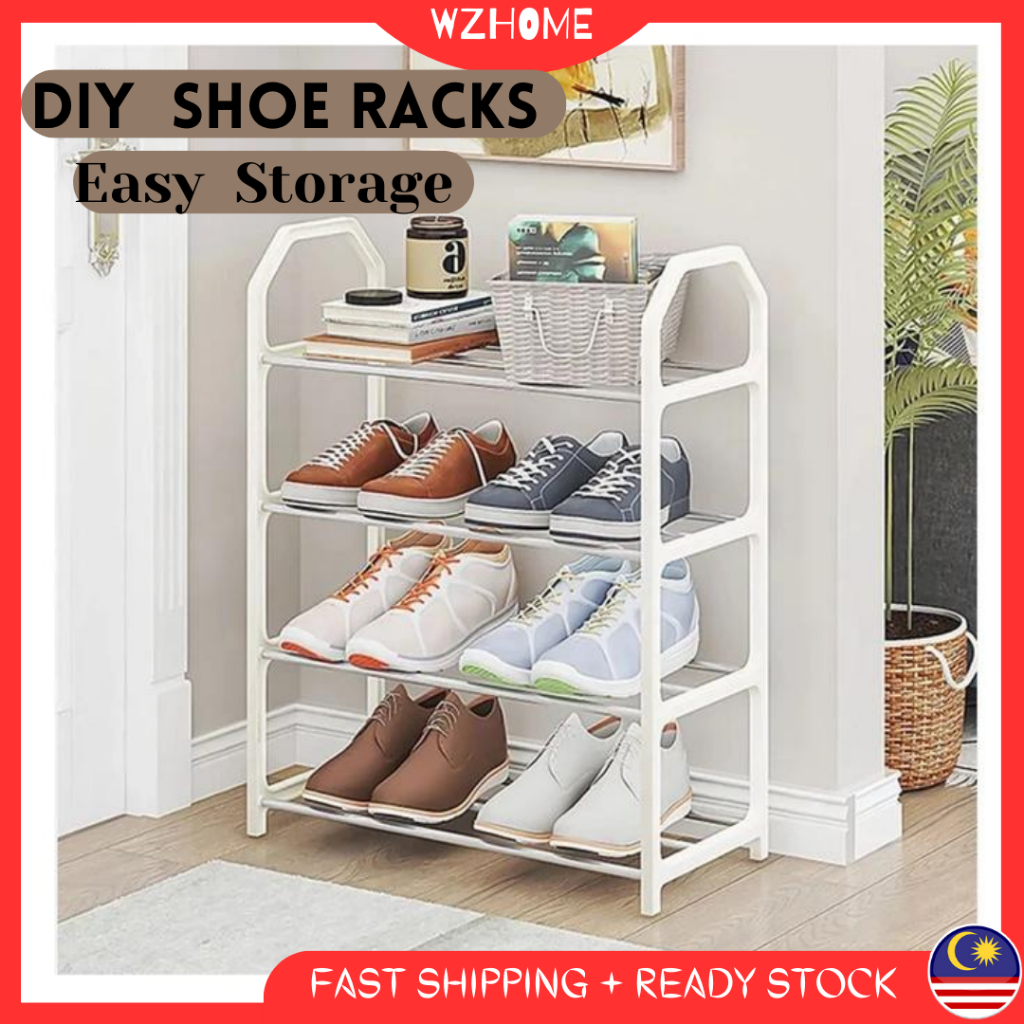 Rak Kasut Shoe Rack 4 Tier Lightweight Plastic Practical Shoe Cabinet ...
