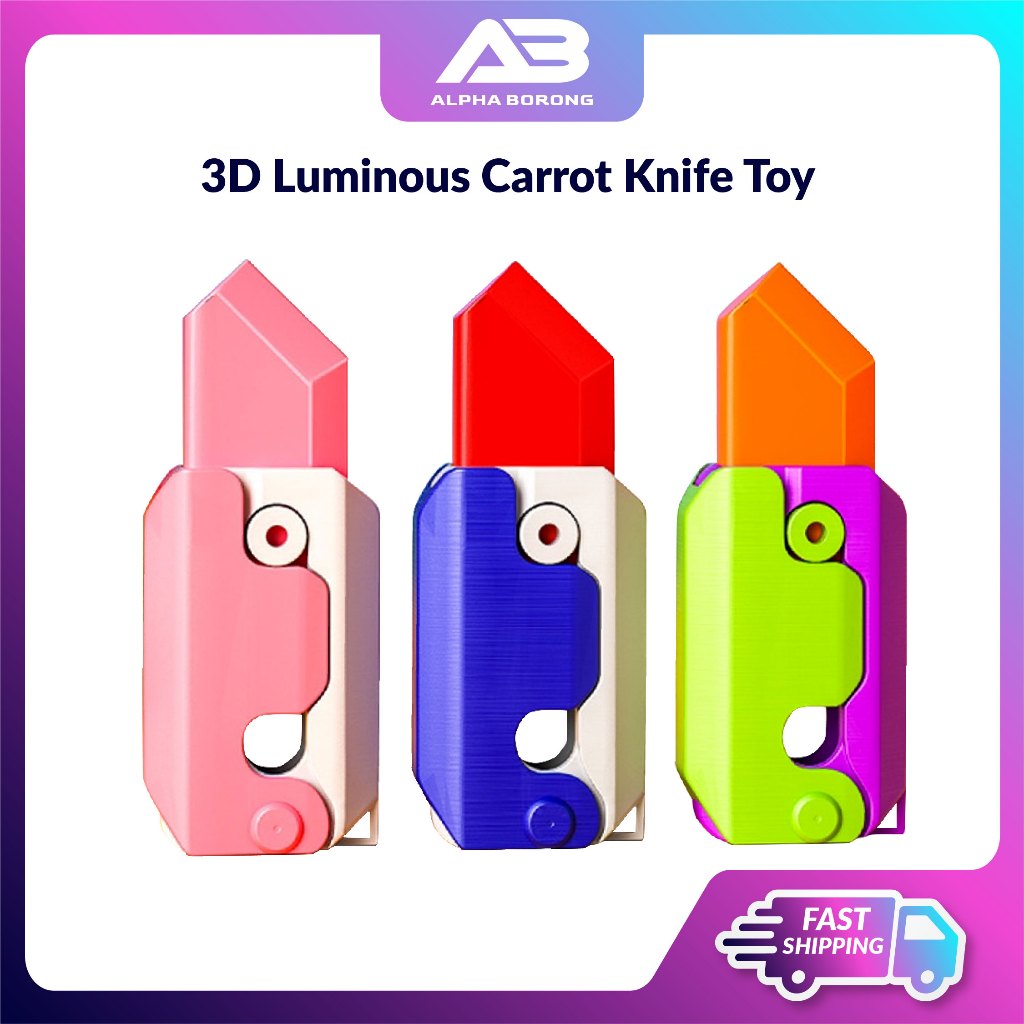 Alpha Borong 3D Luminous Carrot Knife Toy Gravity Knife 3D Gravity Knife Carrot Knife Toy Model ...