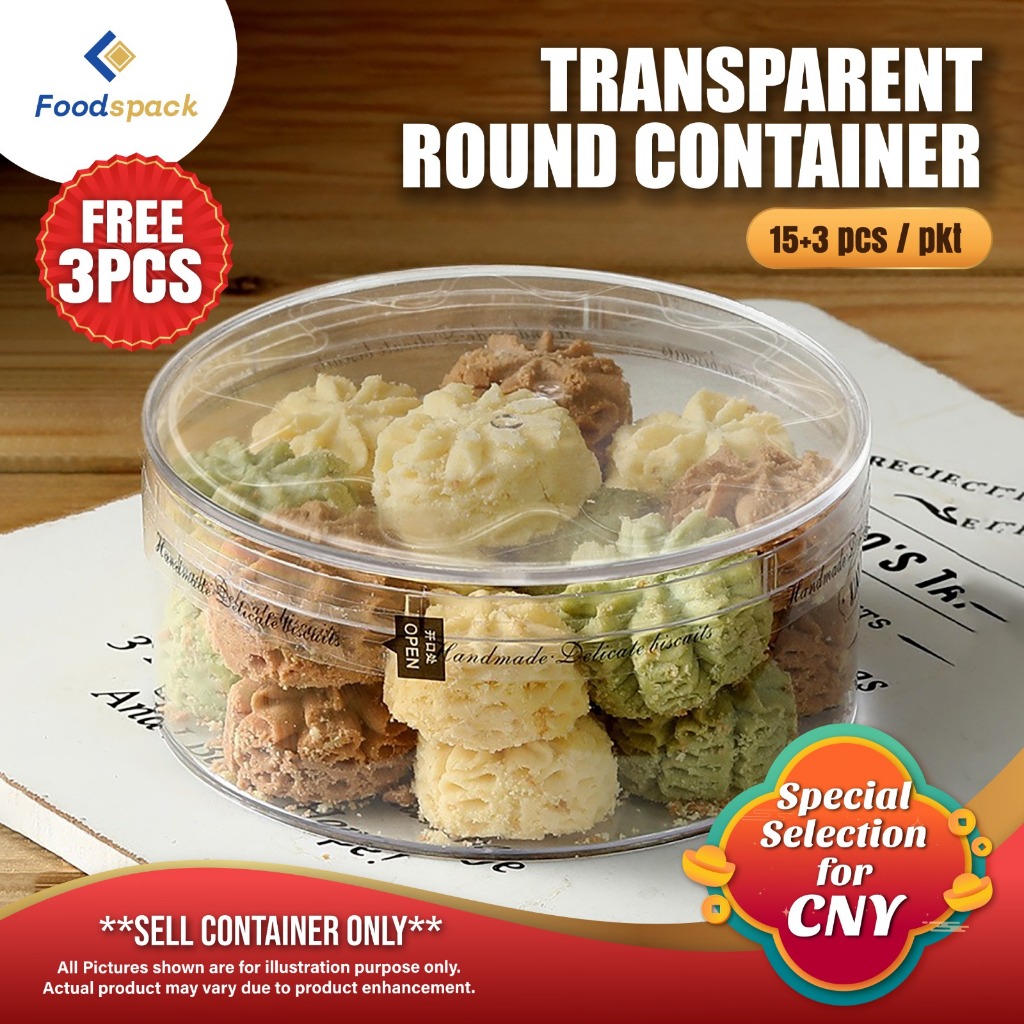 (SET of 15 + 3) - Round Plastic Transparent Container (189) Cookies ...