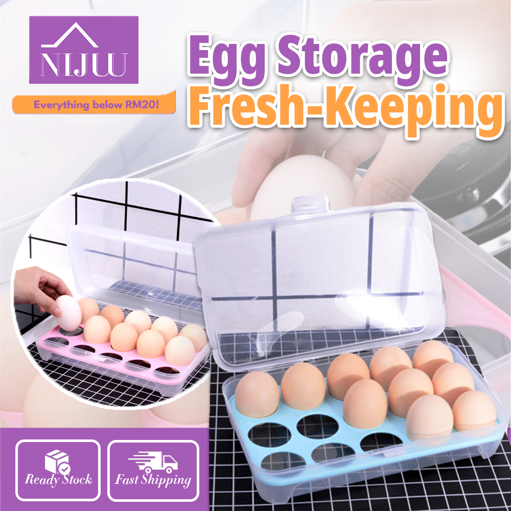 Refrigerator Egg Box Kitchen 15-grid fresh-keeping box Portable plastic ...