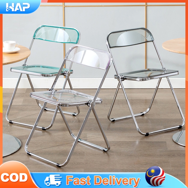 HAP-Transparent Folding Chair Dining Chair Office Chair designer makeup ...