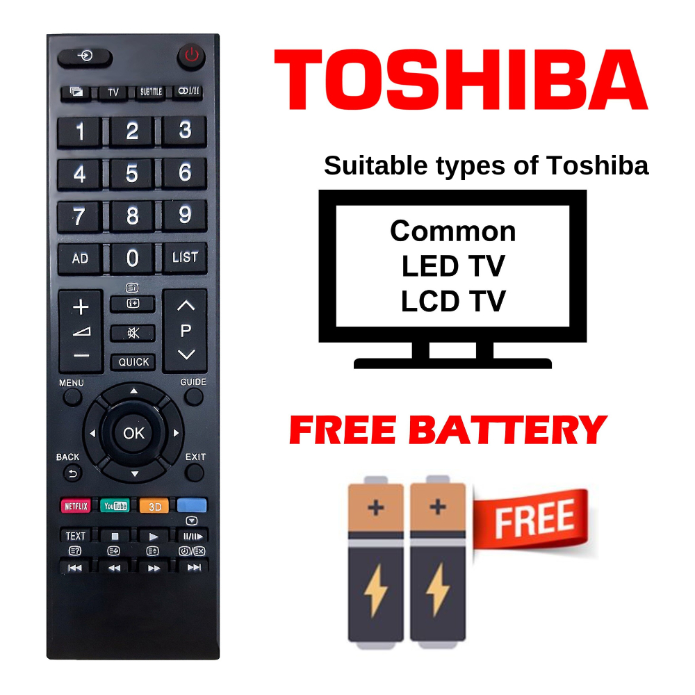 [FREE BATTERY] TOSHIBA LCD LED TV Remote Control REPLACEMENT CT-90436 ...