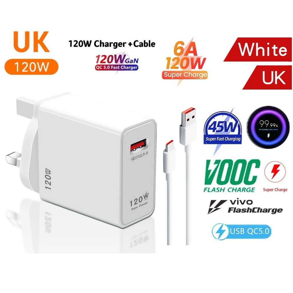 Original 120w Fast Charger 6A QC5.0 Fast Charging Adapter With Cable ...