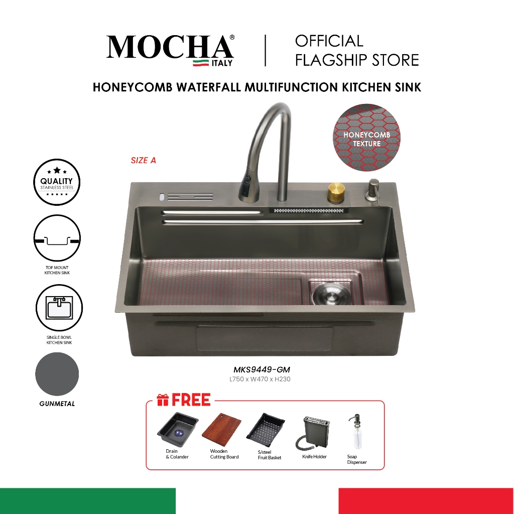 MOCHA SUS304 Honeycomb Multifunction Sink MKS9449-GM Kitchen sink sinki ...