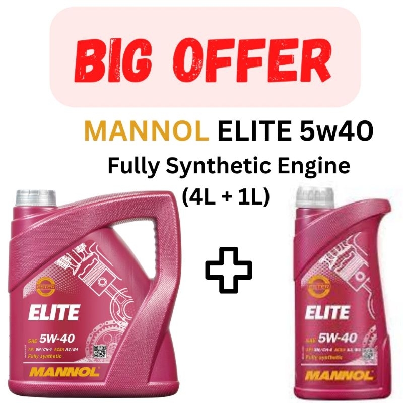 MANNOL MN7903 ELITE 5w40 Fully Synthetic Engine Oil 4L+1L = 1 SET 5L ...