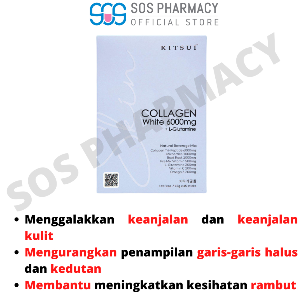KITSUI Collagen White (6000mg) + L-Glutamine (15g x 15 sticks) | Shopee ...
