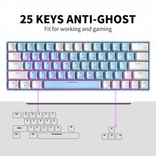 Zifriend T62 Gaming Mechanical Keyboard RGB 60% Layout Pluggable Wired DualColor PBT Keycaps ...