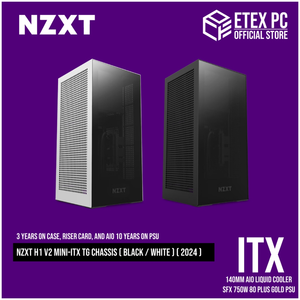 NZXT H1 V2 MINI-ITX TG Chassis - Black / White # CS-H11BB-UK / CS-H11BW ...