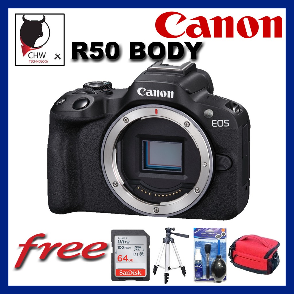 CANON ORIGINAL MALAYSIA EOS R50 BODY FREE ORIGINAL BAG, SD 64GB, TRIPOD ...