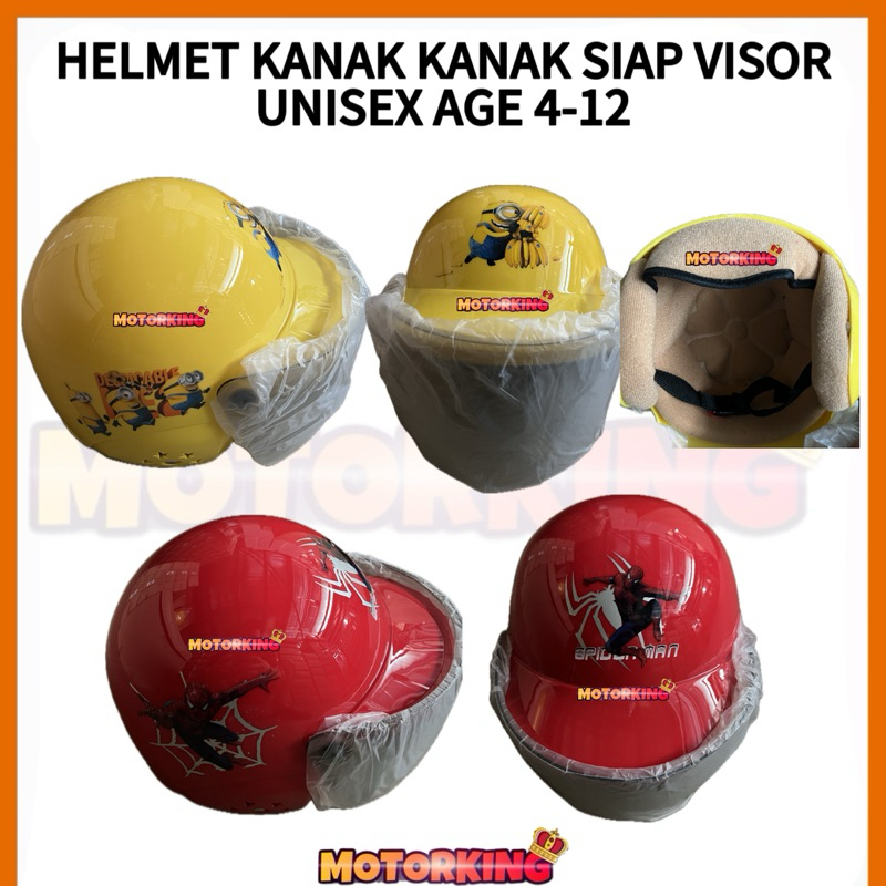 HELMET KANAK KANAK SIAP VISOR UNISEX AGE 4-12 HELMET KID HELMET BUDAK ...