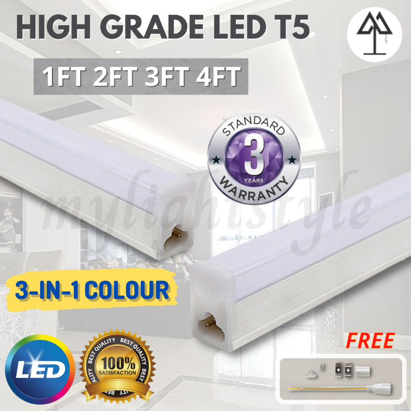 1ft/ 2ft/ 3ft/ 4ft LED T5 TUBE 3 Colour Plaster LIGHTING Ceiling Light ...