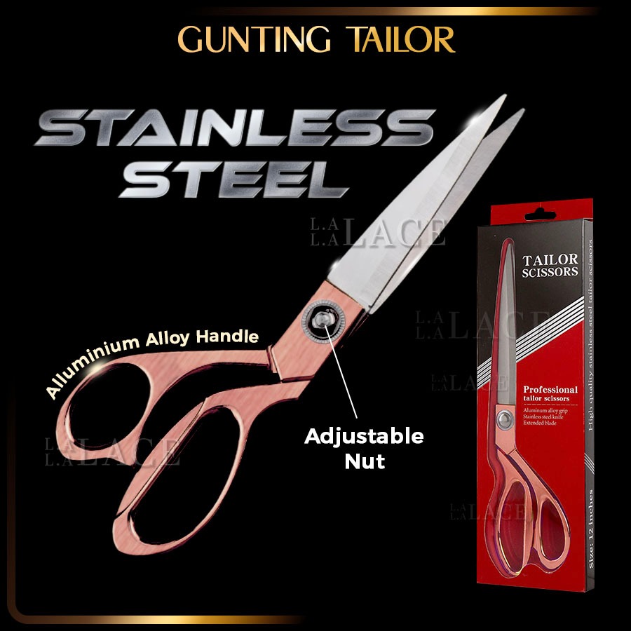 Gunting Tailor [STAINLESS STEEL] Tajam Potong Kain Fabric Scissor Alat ...