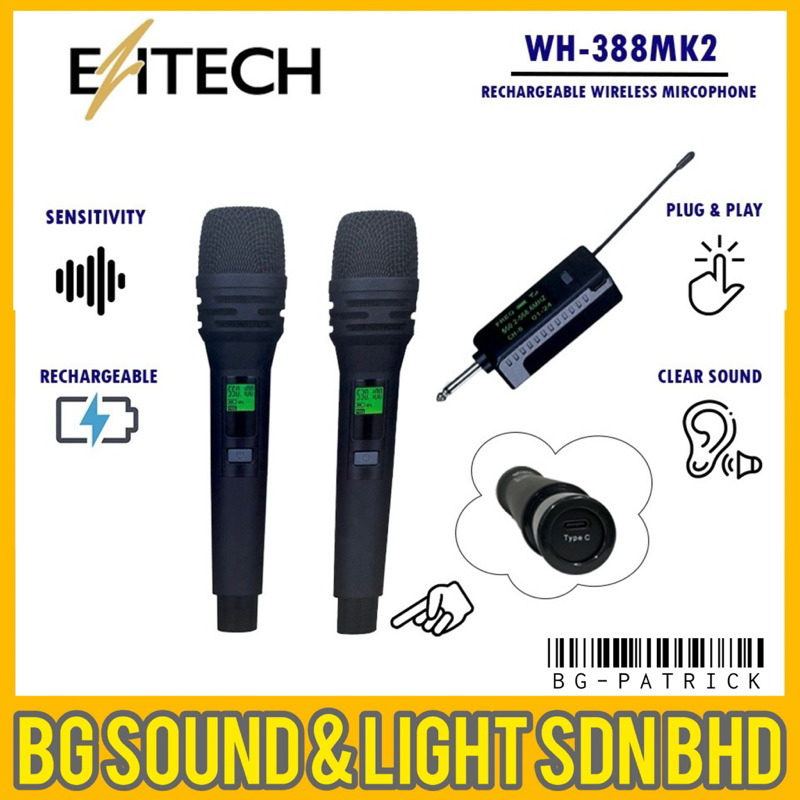 EZITECH WH338MK2H Portable Wireless System (Karaoke Mic Vocal Mic ...