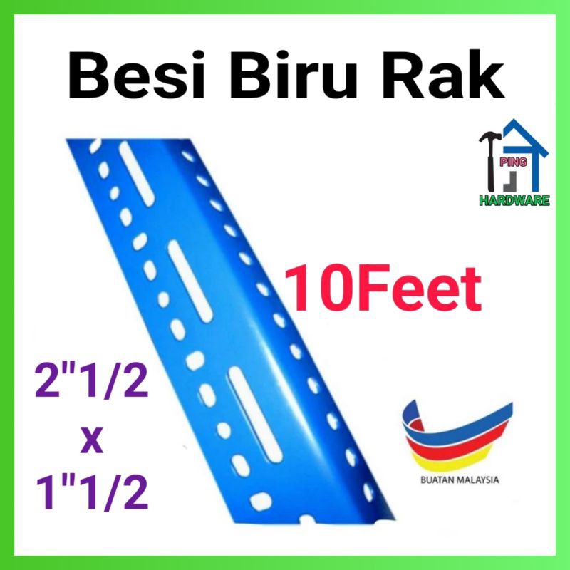 Besi Angel Rak lubang 10kak(2"1/2 x 1"1/2)Slotted Angle Bar(Transport ...