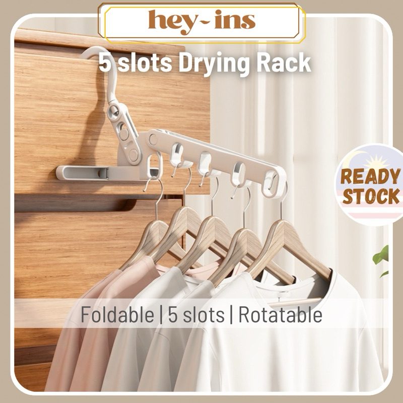 Foldable Plastic Drying Rack with 5 slots Portable Hanging Rack ...