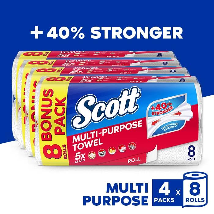 Scott Multi-Purpose Regular Dry Kitchen Towel (8 Rolls x 4 packs ...