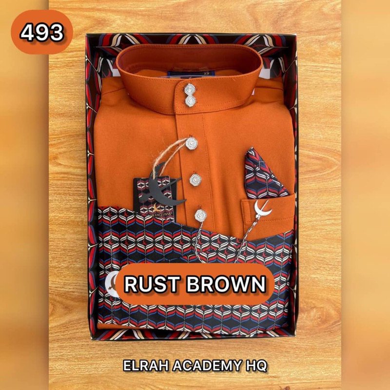 Elrah Exclusive Baju Melayu ULTIMATE 2.0 BRICK ORANGE 2024 NEW | Shopee Malaysia
