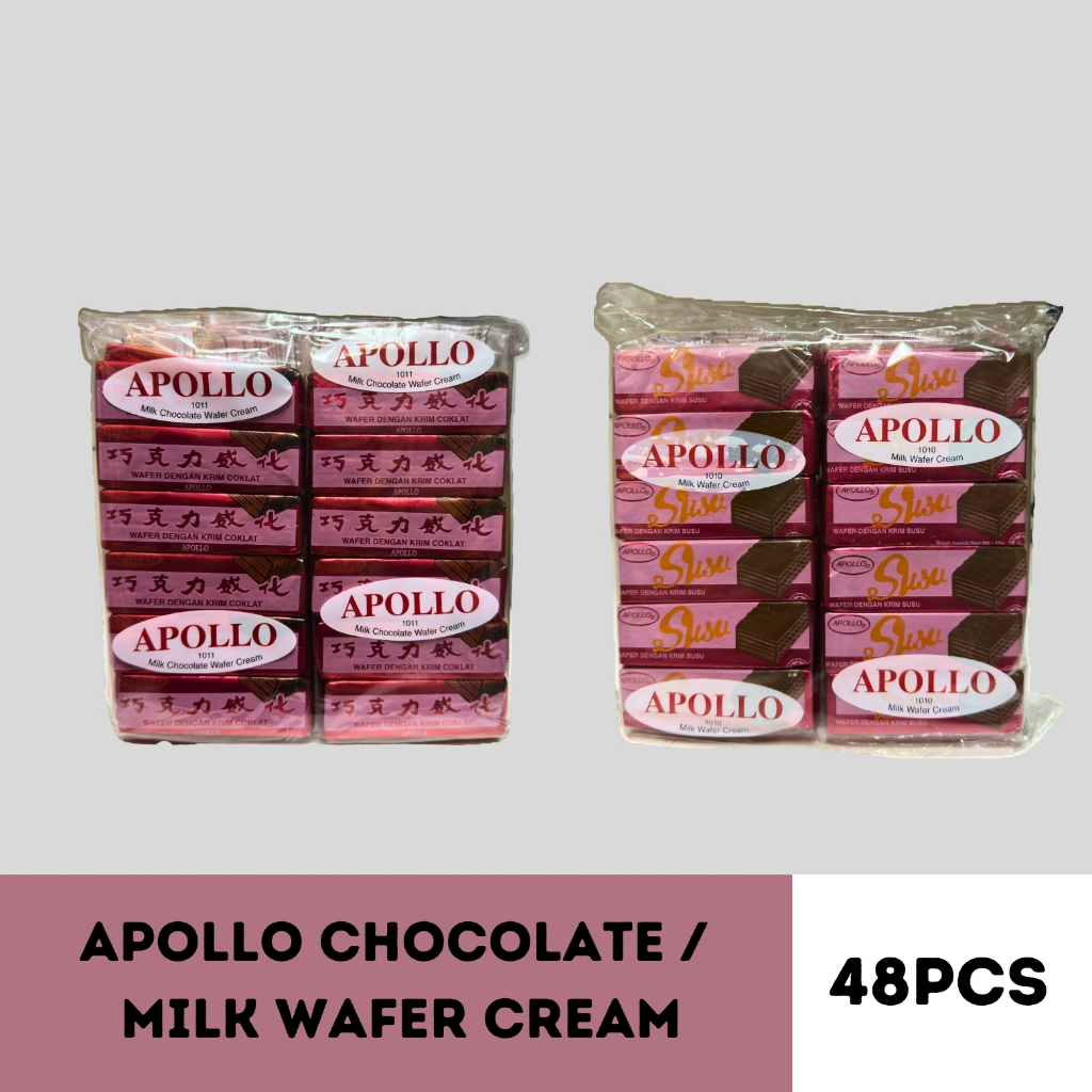 Apollo Wafer Milk Chocolate / Milk Wafer Cream 12g x 48 Pcs | Shopee ...