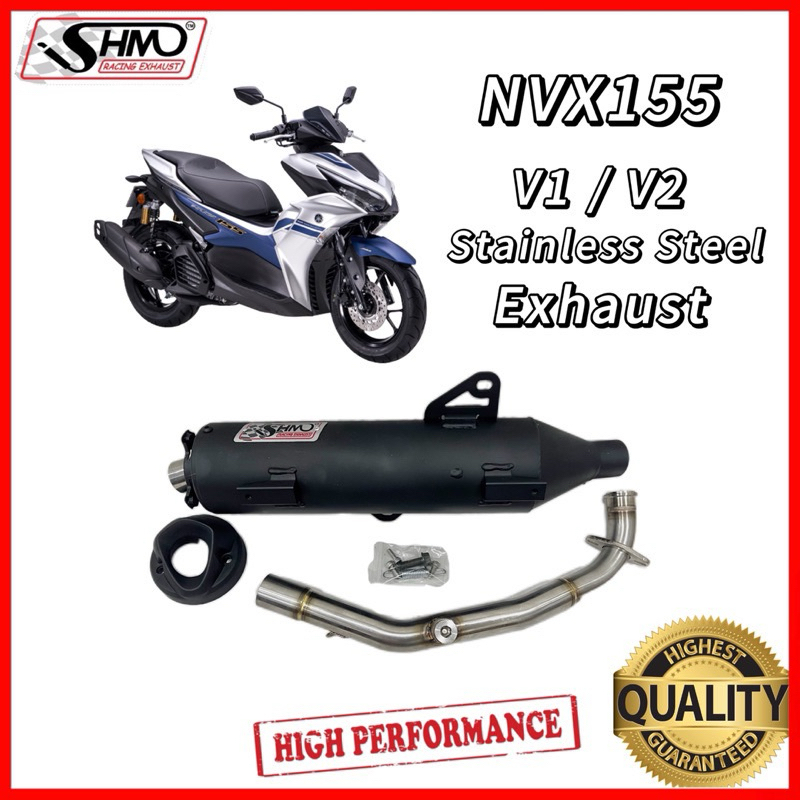 YAMAHA NVX STD OPEN SHM 32MM RACING EXHAUST NVX155 STAINLESS STEEL ...
