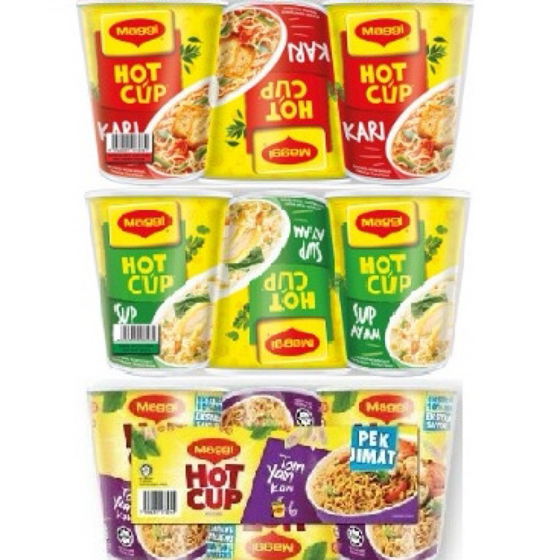 LIVE WM Free Shipping Maggi Hot Cup /Kari / Sup Ayam / Tom Yam / Asam ...