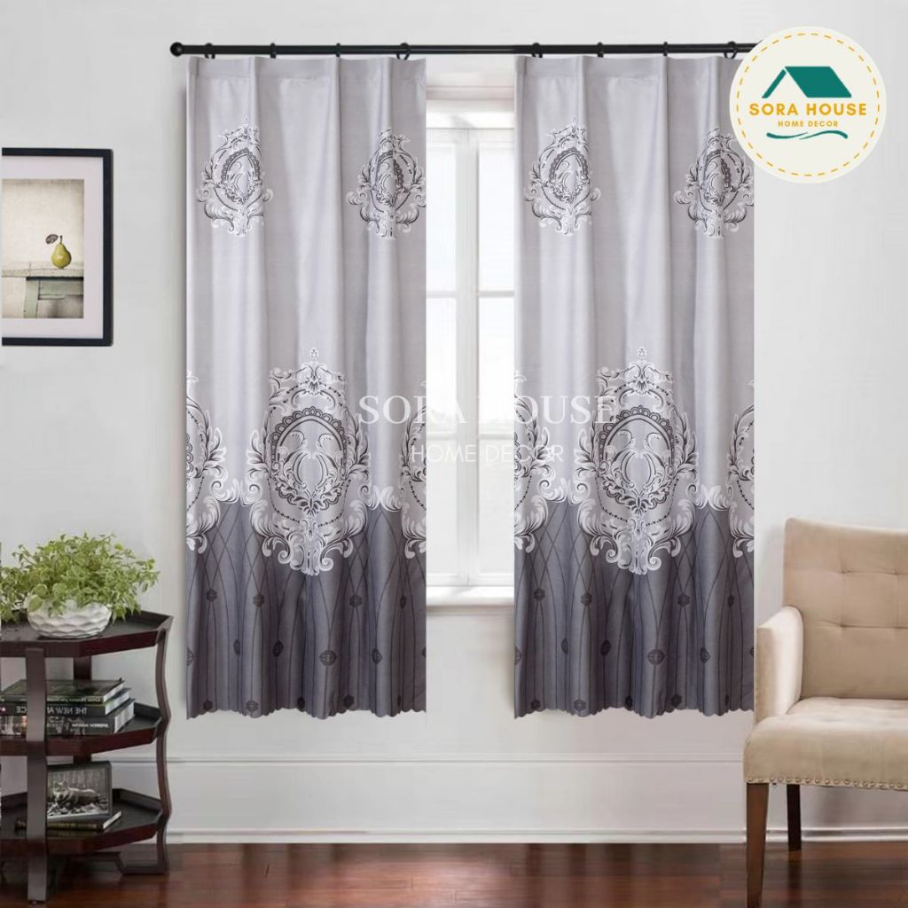 [RCJ⚜] SORA BATIK Semi Blackout Curtain 2IN1 Hook Rod Langsir Raya ...
