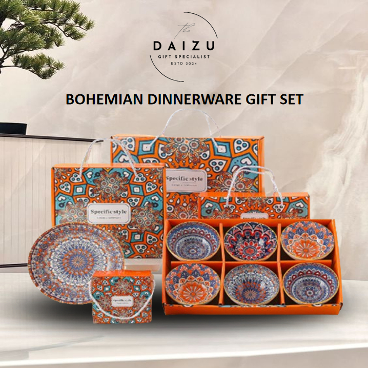 Bohemian Style Rice Bowl Plate Porcelain Bowl Ceramic Pinggan Mangkuk ...