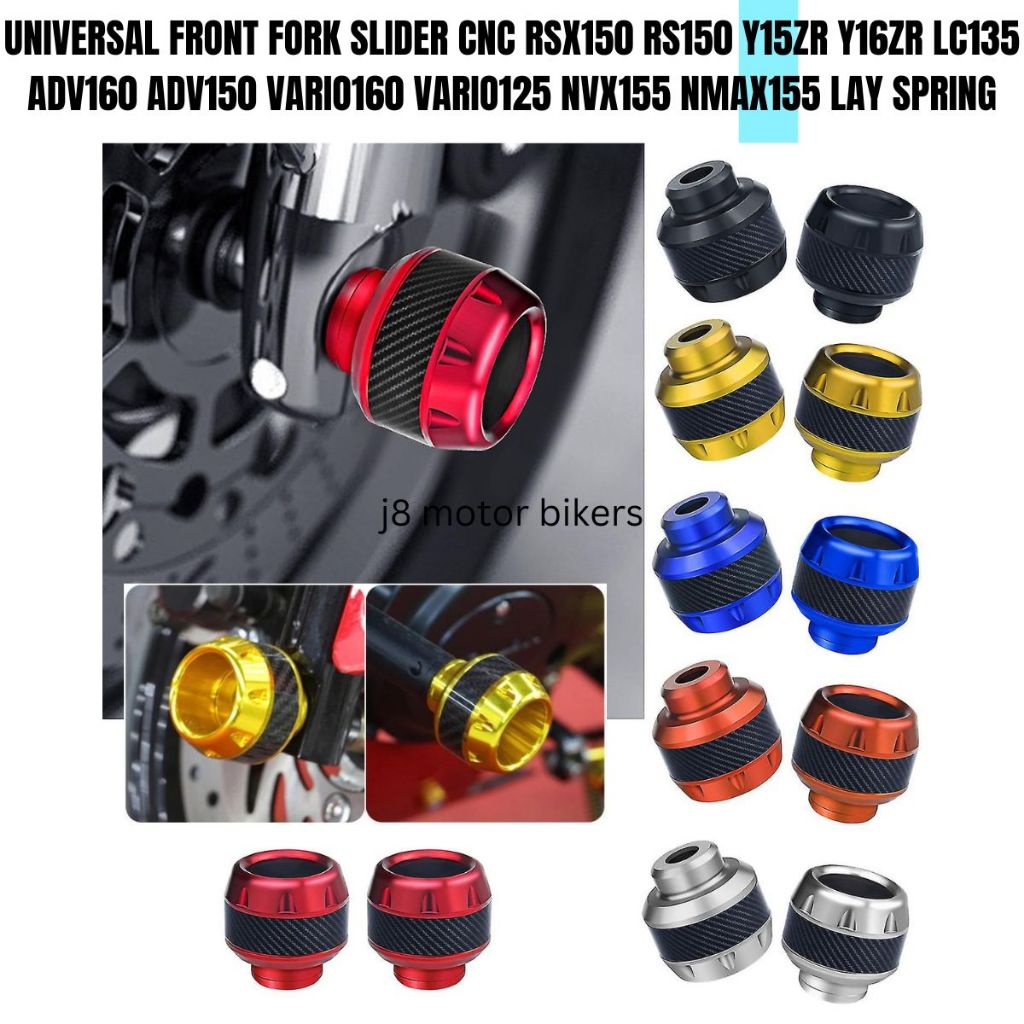 UNIVERSAL FRONT FORK WHEEL SLIDER PROTECTOR CARBON Y16 Y15 FZ150i R15 ...