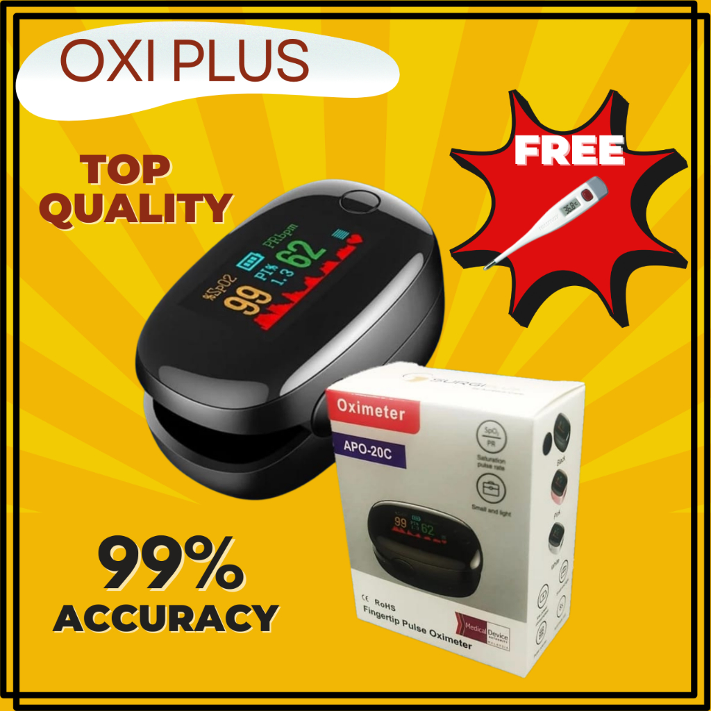 Surgiplus Pulse Oximeter M70C 99% Accurate & Fast Spo2 Reading Oxygen Meter Monitor with 10 ...