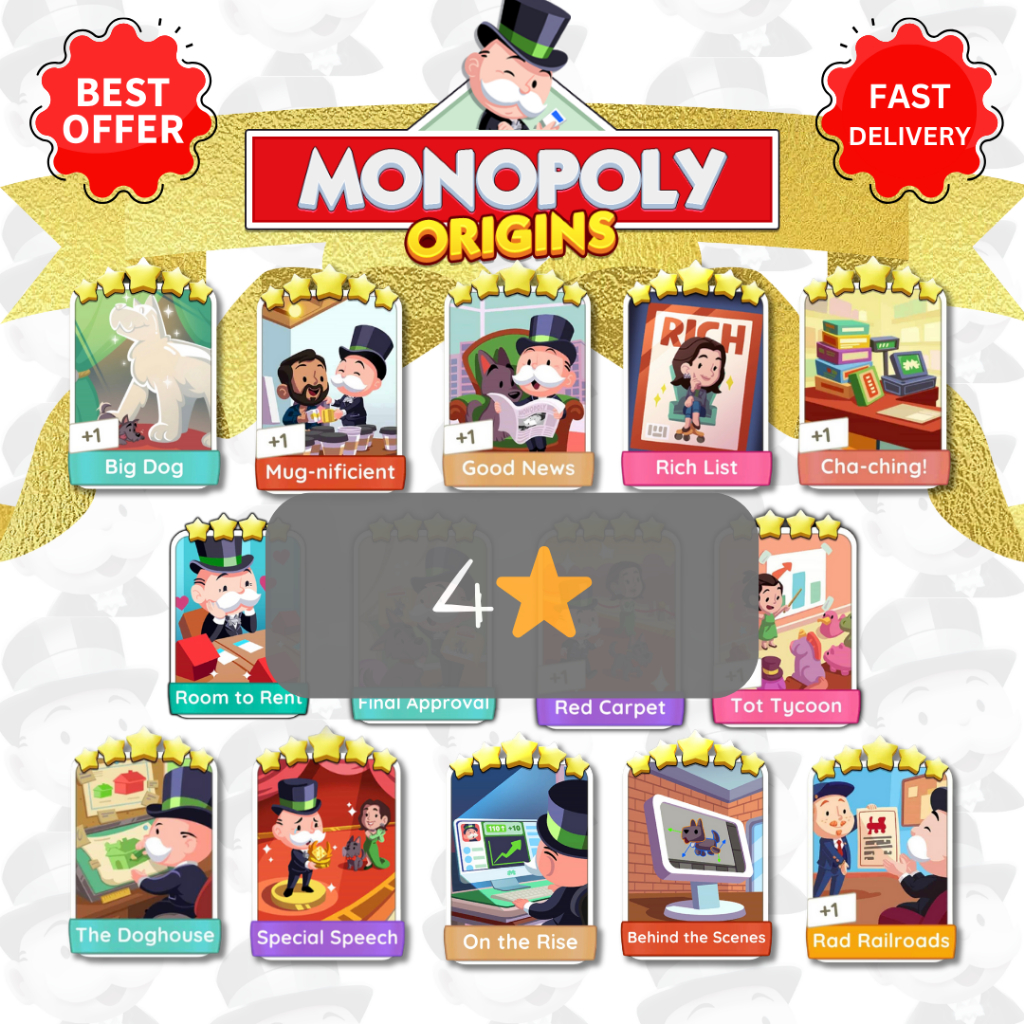 MONOPOLY GO! 4 ⭐ STAR STICKER | CHEAPEST & OFFERED PRICE | 100% Trusted ...