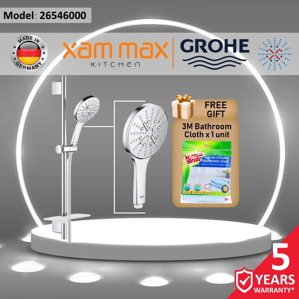 Grohe 26546000 Chrome Rainshower 130 Smart Active Round Hand Shower ...