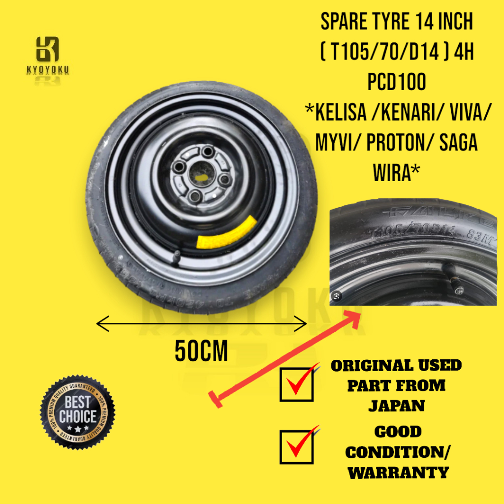 KYOYOKU-Perodua Kelisa Kenari Viva Myvi / Tayar Spare Used Japan Spare ...