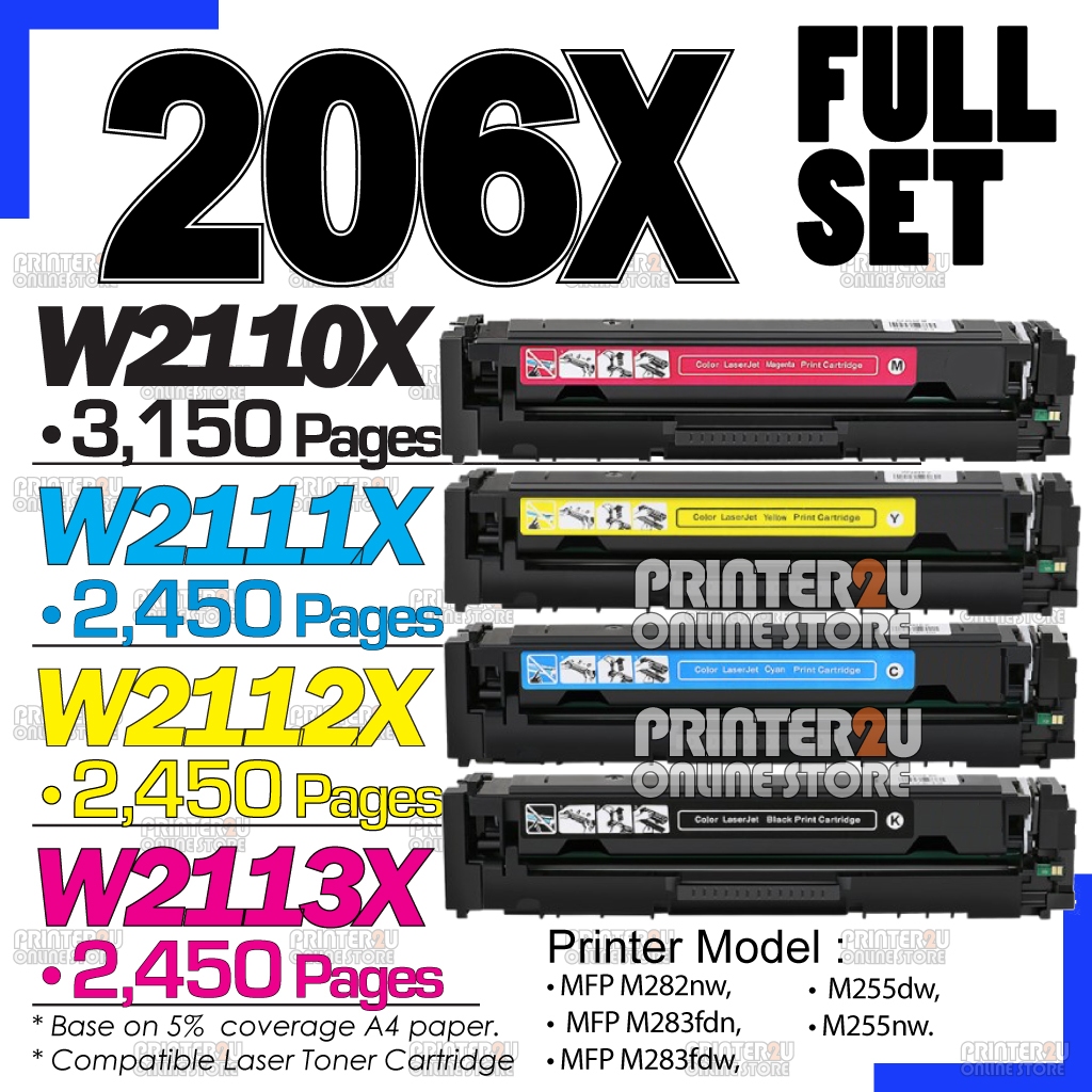 Compatible to HP 206A HP206A W2110A W2112A Yellow Color Laserjet Pro ...