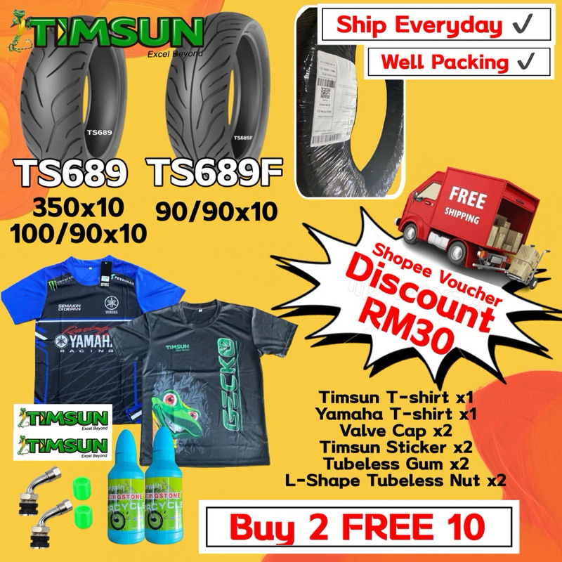 🇲🇾 Free Gifts + RM30 OFF 🔥 Timsun Tayar Motor TS689 10inch (Tubeless)🔥 ...