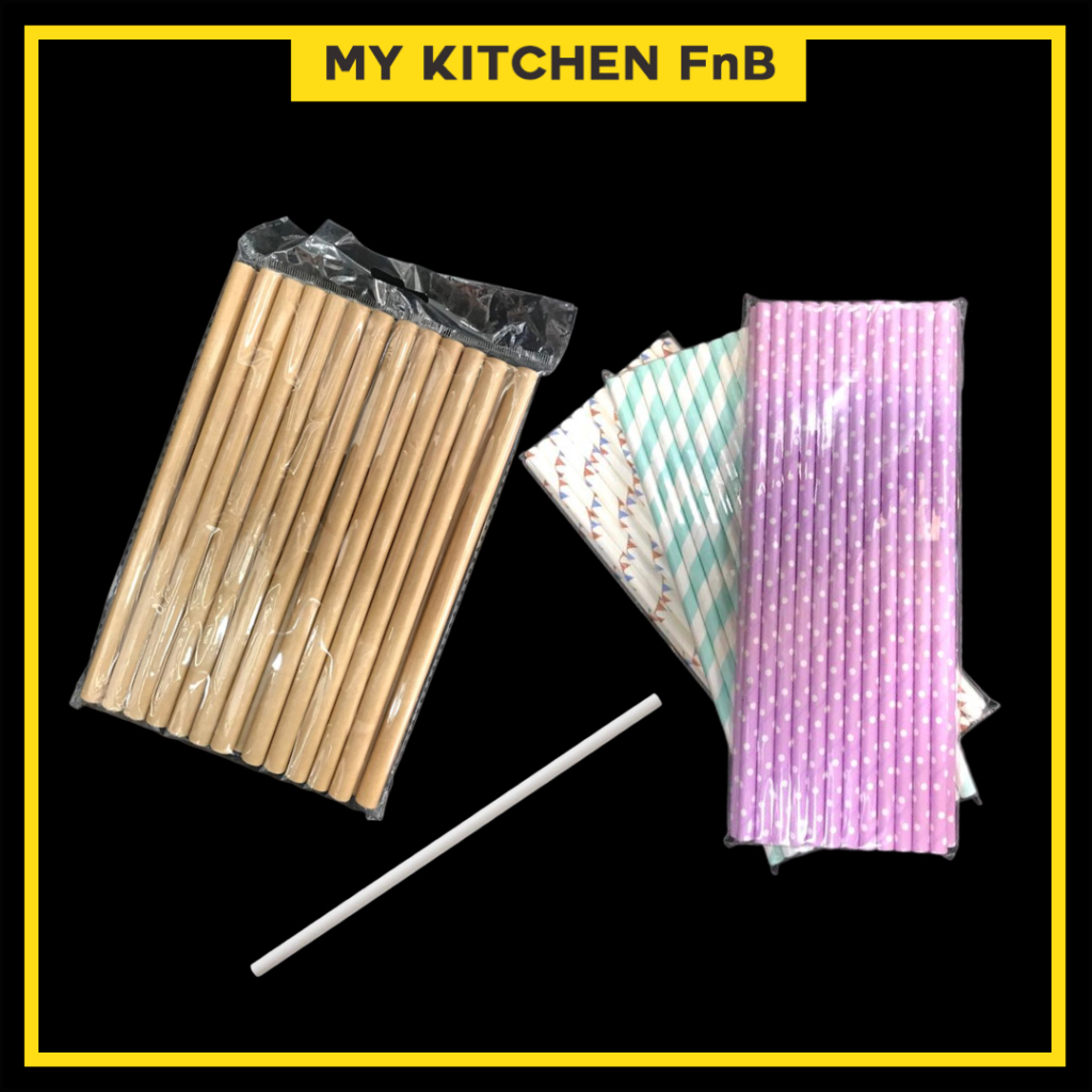 [Kitchen FnB] Paper Straw Biodegradable Paper Straw Penyedut Jerami ...