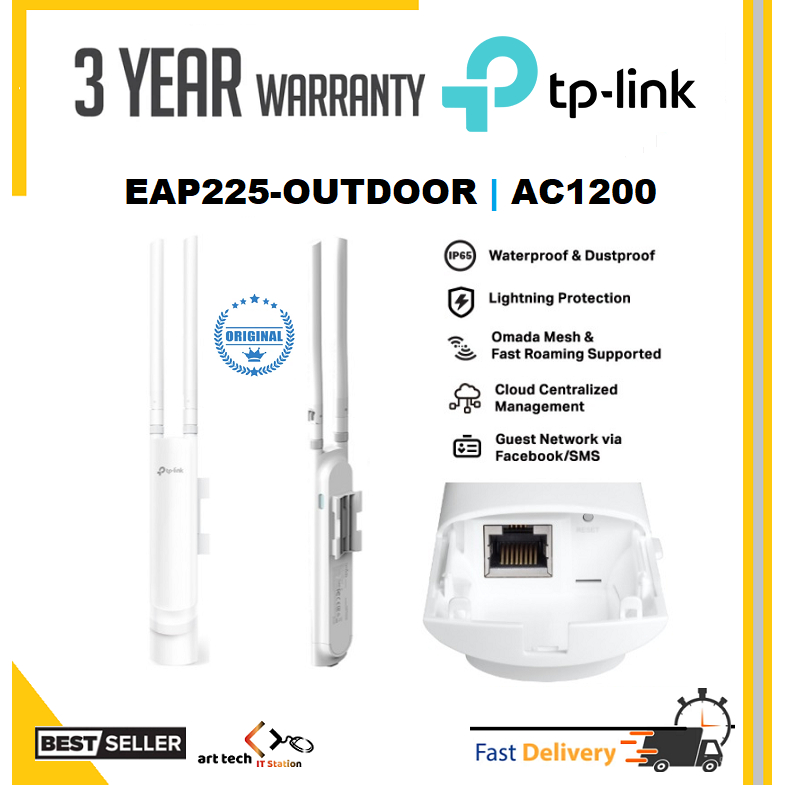 TP Link EAP225 Outdoor AC1200 Wireless MU-MIMO Gigabit Indoor/Outdoor ...