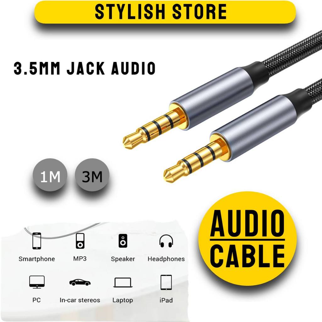 Aux to Aux Jack 3.5mm Audio Cable Male to Male Audio HiFi Stereo Line ...