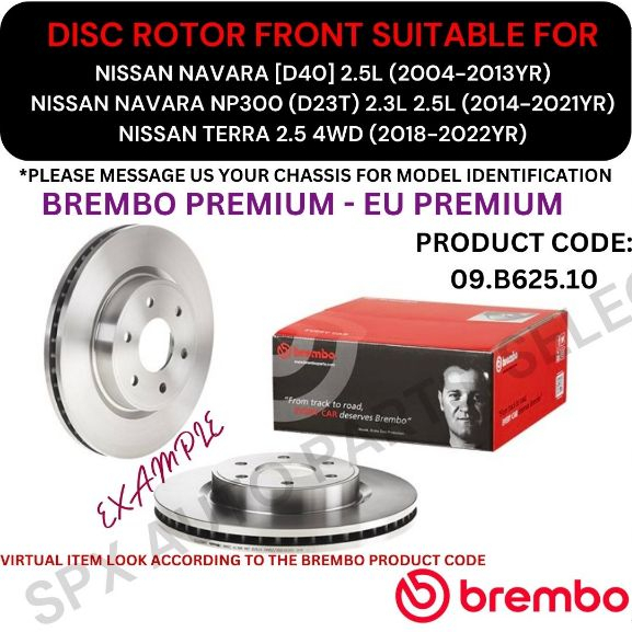 BREMBO GENUINE DISC BRAKE ROTOR (FRONT) FOR NISSAN NAVARA [D40, NP300 ...