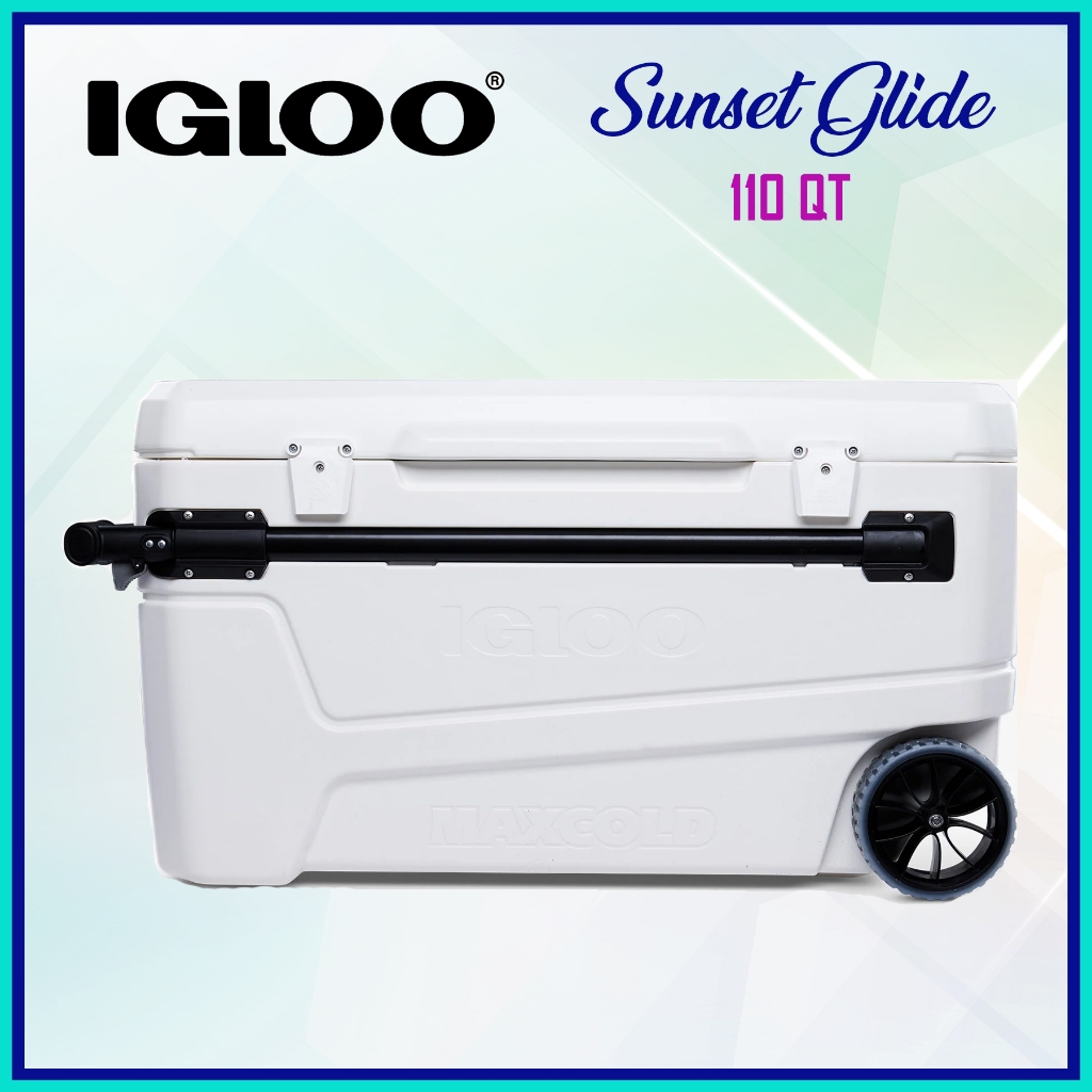 Igloo Sunset Glide 110Qt (104 Litre) Cooler Box with Roller MaxCold for ...