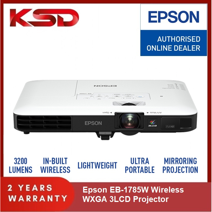 Epson EB-1785W WXGA 3LCD 3200 lumens Wireless Ultra Portable Projector ...