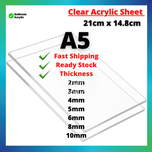 Acrylic Sheet A5 Size | 148mm width x 210mm length | Clear Acrylic ...