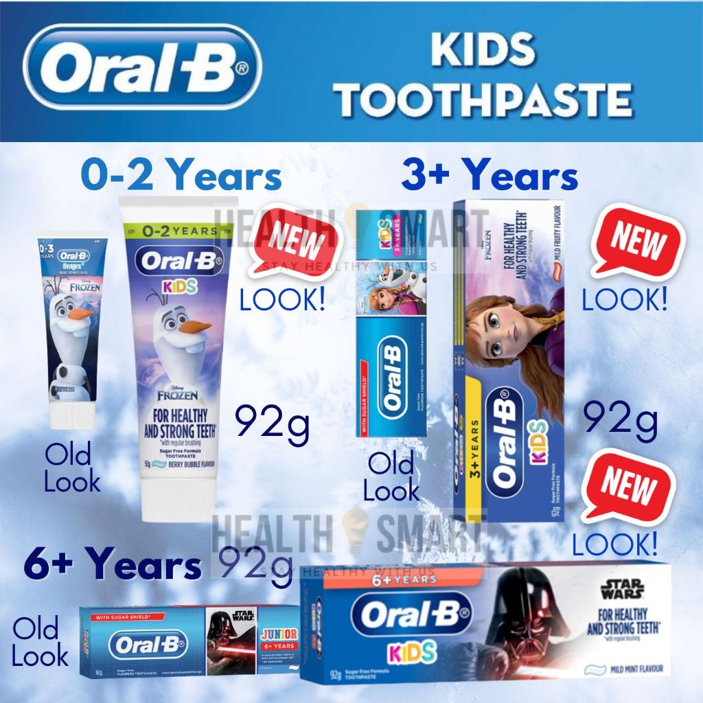 Oral B Kids 3+ Years Toothpaste Frozen/ 6+ Star Wars/ 0-3 yrs Olaf ...