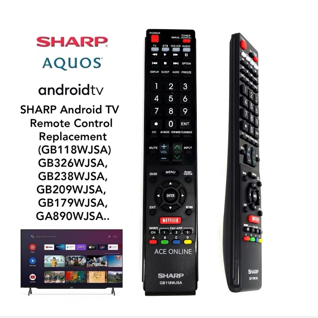 SHARP LED/android tv /SMART TV Remote Control Replacement (GB118W ...