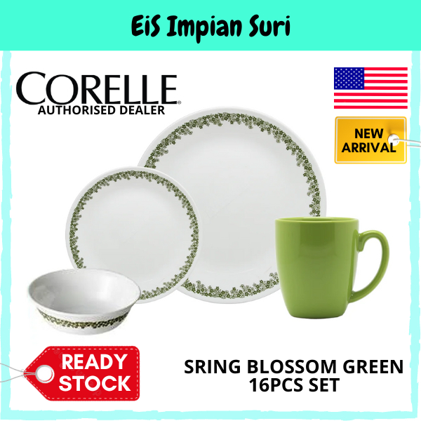 (Ready Stock!!) Corelle Livingware Spring Blossom Green 16pcs ...