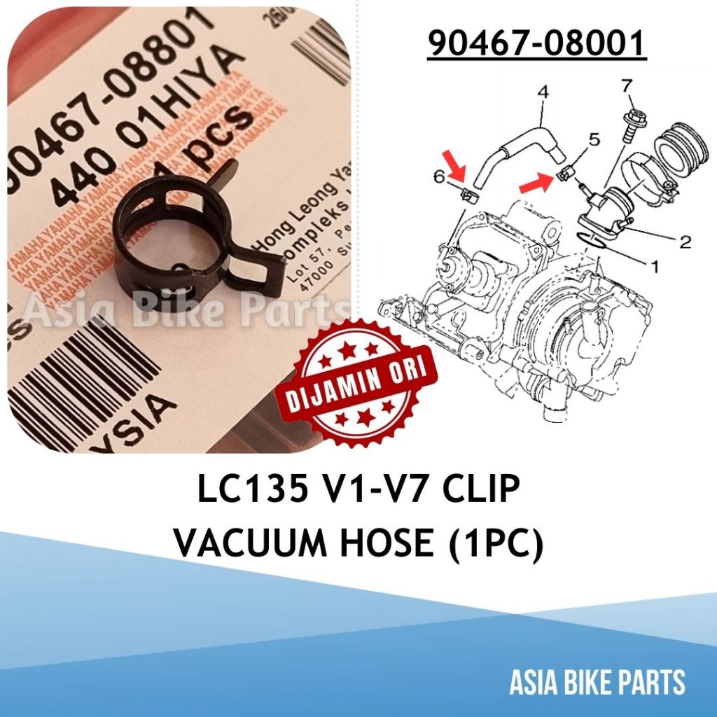 Yamaha Original LC135 V1 V2 V3 V4 V5 V6 V7 4S 5S Vacuum Sensing Hose Clip Air Cut Valve Hos ...
