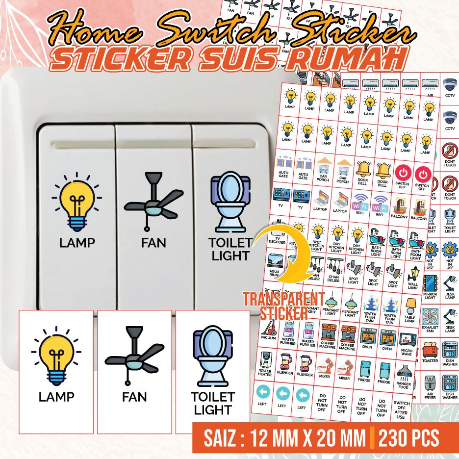 Sticker Switch Label (230pcs) Colour Wall Switch Panel | Shopee Malaysia