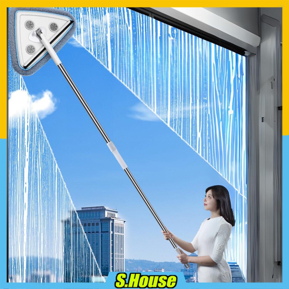 Triangle Long Duster Dust Sweeper Mop Clean Ceiling Gap Penyapu Kain ...