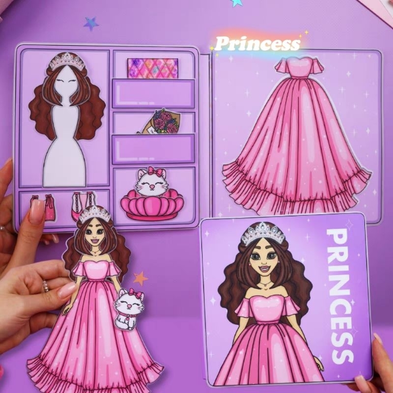 Paper Doll Princess Dress Up Kit Paper Doll Book/Mainan kertas patung ...