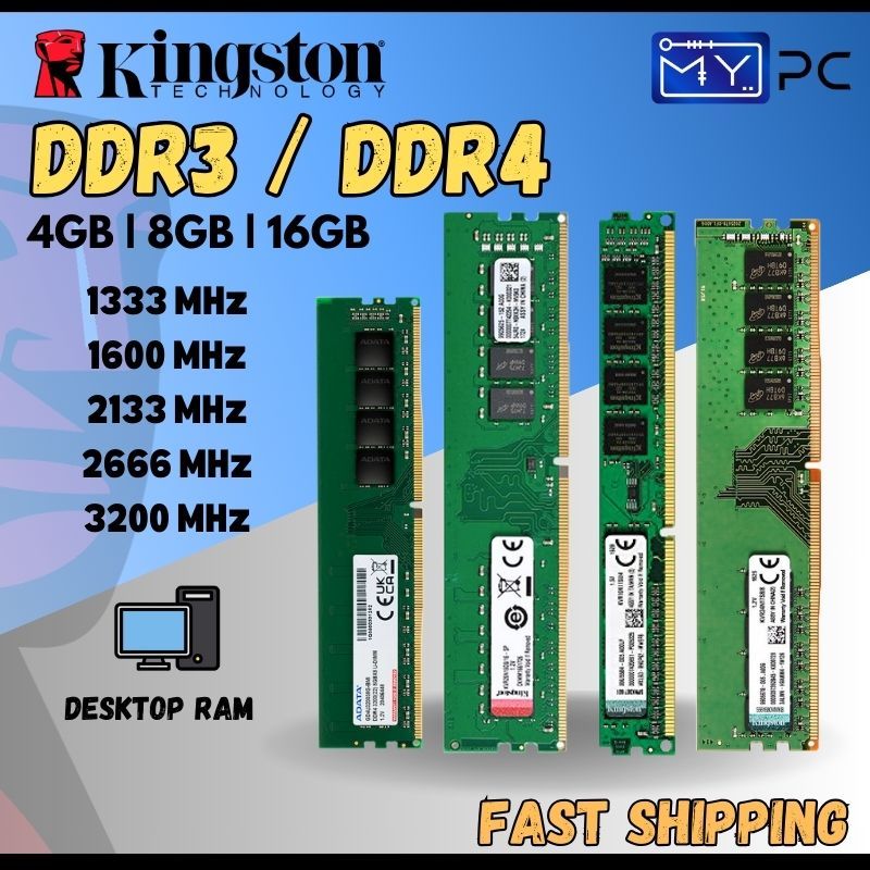 Promo Kingston DDR3/DDR4 4GB/8G/16G 1333/1600/2133/2666/3200 MHz ...